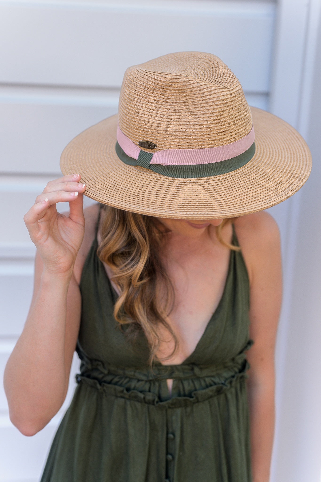 Sunny Panama Ribbon Blush Olive – Gretel Lane